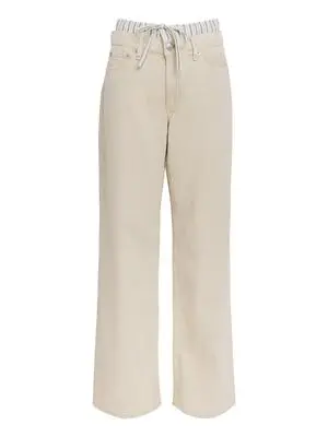 Rag & Bone Rag & Bone Saige Low-Rise Straight Jeans Beige