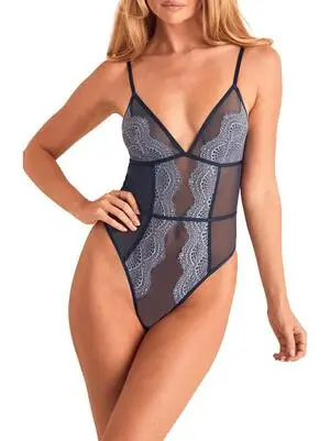 ADORE ME Sheer Lace Bodysuit - Medium Blue