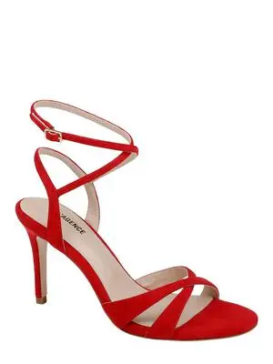 L'Agence Miranda Ankle Strap Sandal Red Suede