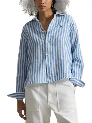 Polo Ralph Lauren Striped Linen Shirt - White/blue Multi