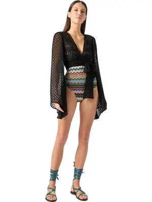 Missoni Lamé Viscose Wrap Top - Black