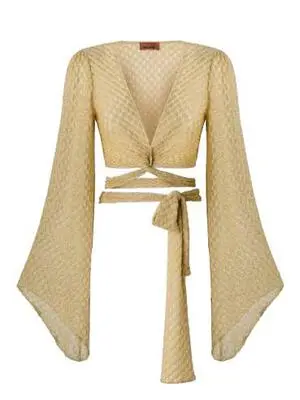 Missoni Lamé Viscose Wrap Top - Gold