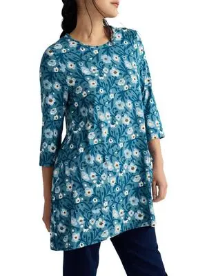 SEASALT CORNWALL Killiow Floral Tunic Top - Blotted Anemone Minnow