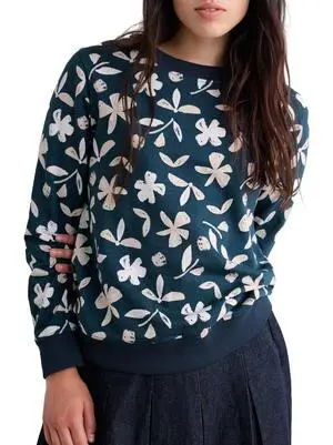 SEASALT CORNWALL Floral Organic Cotton Sweatshirt - Organic Shapes Dark Lugger