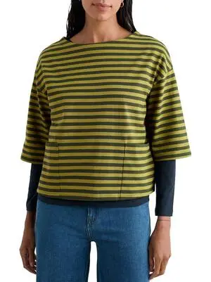 SEASALT CORNWALL Striped Organic Cotton T-shirt - Mini Cornish Beech Fennel