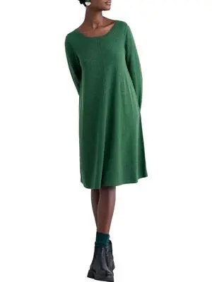 SEASALT CORNWALL Long Sleeve A-line Sweater Dress - Evergreen
