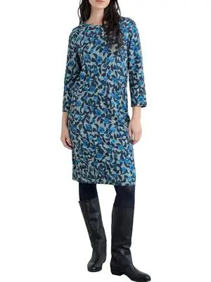 SEASALT CORNWALL Long Sleeve Stretch Organic Cotton Dress - Pressed Plants Lichen