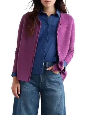SEASALT CORNWALL Makers Rib Organic & Recycled Cotton Cardigan - Bright Orchid