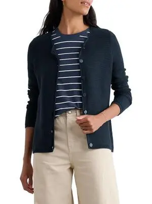 SEASALT CORNWALL Makers Rib Organic & Recycled Cotton Cardigan - Maritime