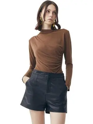 ATS Wren Faux Leather Shorts - Black