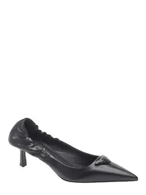 Prada Triangle Logo Pointed Toe Pump - Black