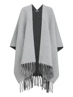 Brunello Cucinelli Wool And Cashmere Double Knit Poncho - Medium Grey