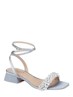 Badgley Mischka Payton Ankle Strap Sandal - Mist Blue Satin