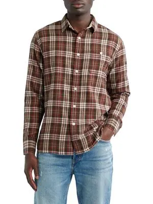 Pendleton Fremont Plaid Flannel Button-up Shirt - Brick/tan Plaid