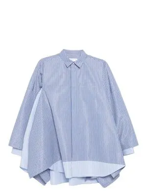Sacai Striped Cotton Shirt - Sky Blue