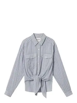MARANT ETOILE Nath Striped Cotton Shirt - Sky Blue