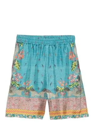 PIERRE-LOUIS MASCIA Printed Silk Shorts - Sky Blue