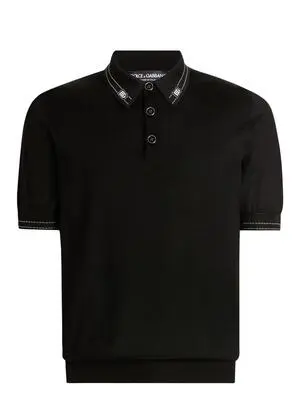 Dolce & Gabbana Silk Polo Shirt - Black