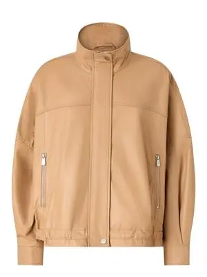 Pinko Nappa Leather Blouson Jacket - Beige