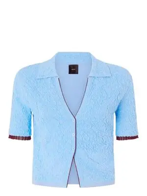 Pinko Jacquard Polo Cardigan - Sky Blue