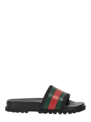 Gucci Rubber Sandal With Web - Black