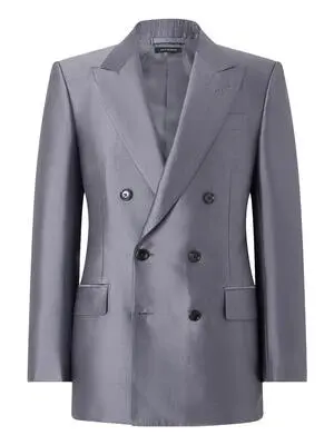 TOM FORD Double-breasted Silk Blazer - Gray