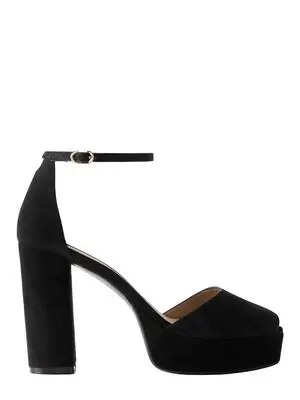 STUART WEITZMAN Suede Platform Sandals - Black