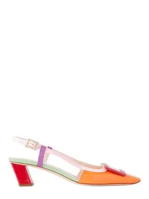 ROGER VIVIER Belle Vivier 45 Patent-leather Slingback Pumps - Multi