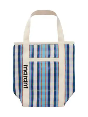 Isabel Marant Darwen Striped Canvas-trimmed Nylon Tote - Blue