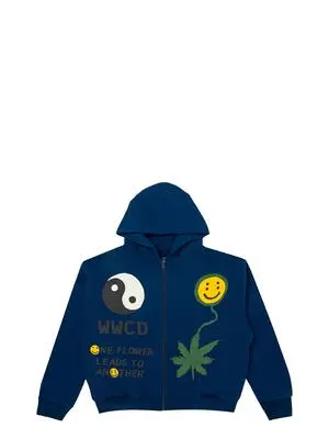 CACTUS PLANT FLEA MARKET Earth First Zip Hooded Sweatshirt - Blue