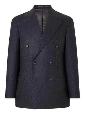 J. MUESER Waverly Double-breasted Virgin Wool Suit Jacket - Gray