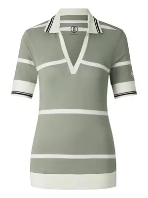 Bogner Jessi Striped Polo Shirt - Eucalyptus/off-white