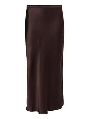 ANINE BING Silk Midi Skirt - Deep Brown