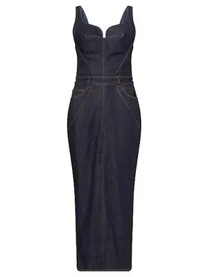 Givenchy Contrast-stitch Panelled Denim Midi Dress - Dark Blue