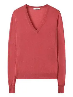 JOSEPH Cashair V-neck Cashmere Jumper - Mulberry