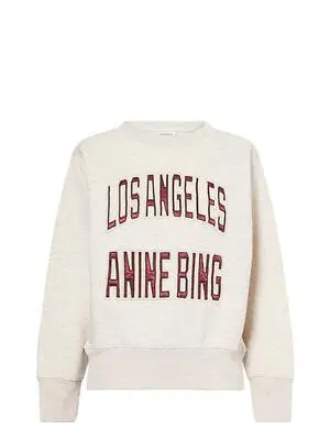 ANINE BING Logo-embroidered Relaxed-fit Cotton Sweatshirt - Oatmeal Melange
