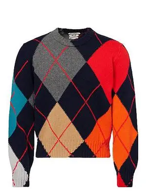 JW Anderson X Pringle Of Scotland Argyle Wool Jumper - Navy