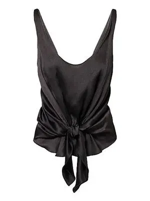 JW Anderson Knotted-front Silk Vest Top - Black