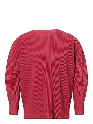 Issey Miyake Long-sleeve Crew-neck Knit Top - Liguria Grape Red