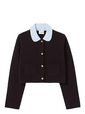 Claudie Pierlot Collared Knitted Cardigan - Navy