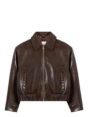 Claudie Pierlot Collared Zip-up Leather Jacket - Brown