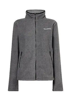 SPORTY & RICH Logo-embroidered Zip-up Fleece Top - Cool Gray