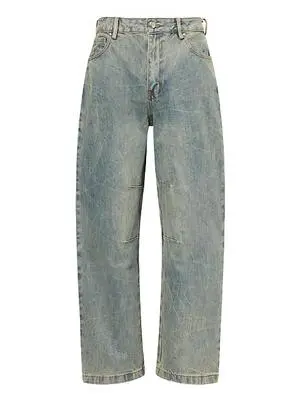 THE COUTURE CLUB Vintage-washed Barrel-leg Denim Jeans - Bluewash