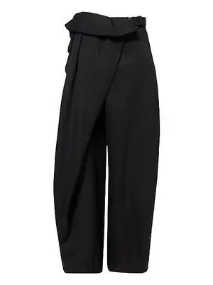 JW Anderson Fold-over High-rise Wool Trousers - Black