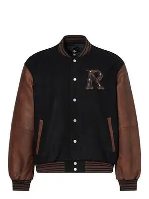 REPRESENT Logo-motif Varsity Bomber Jacket - Jet Black