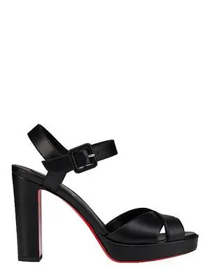 CHRISTIAN LOUBOUTIN Cora 100 Leather Heeled Sandals - Black