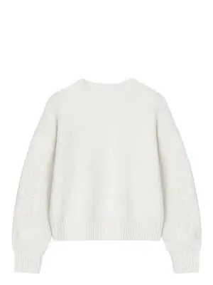 RO&ZO Appliqué-sleeve Knitted Jumper - Ivory