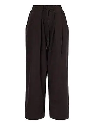 Free People Chambers Wide-leg Linen And Cotton-blend Trousers - Black