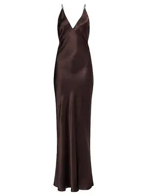 ANINE BING Laurel Cross-back Silk Maxi Dress - Deep Brown