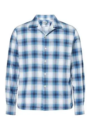 JW Anderson Check-print Long-sleeves Cotton Shirt - Airforce Blue